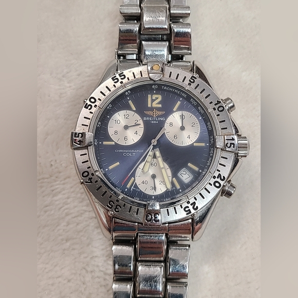 Breitling | Accessories | Vintage 9s Breitling Mens Silver Tone Colt ...